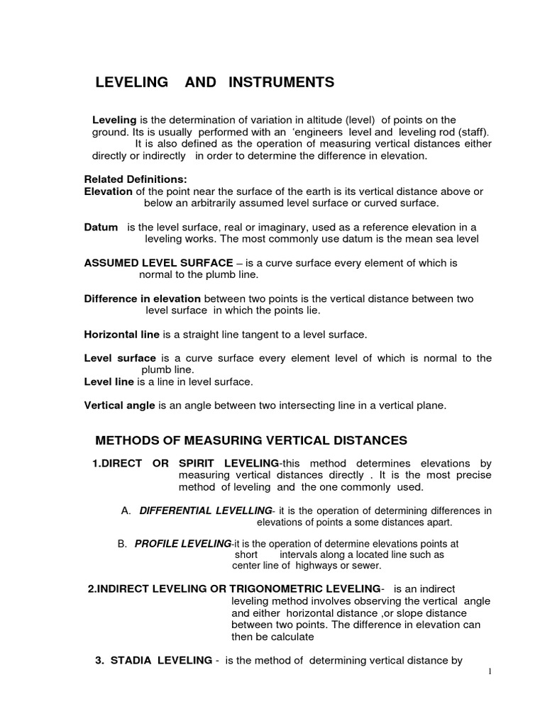 LEVELING & Instr | PDF | Metrology | Applied And Interdisciplinary Physics