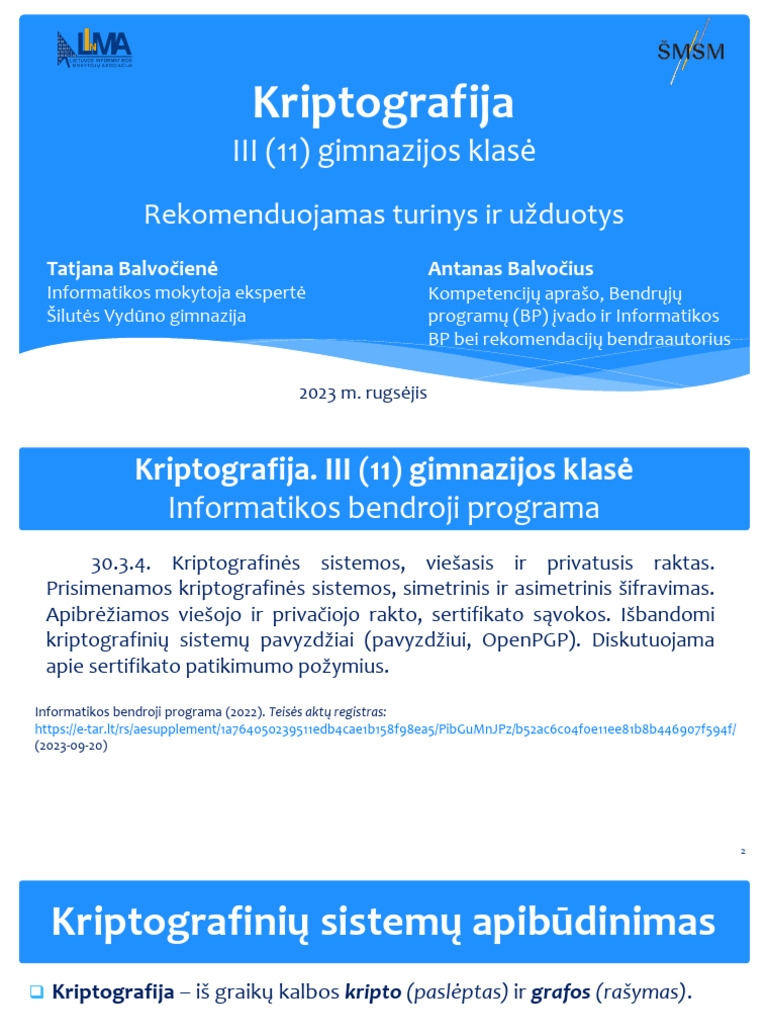 Kriptografija 11 KL | PDF