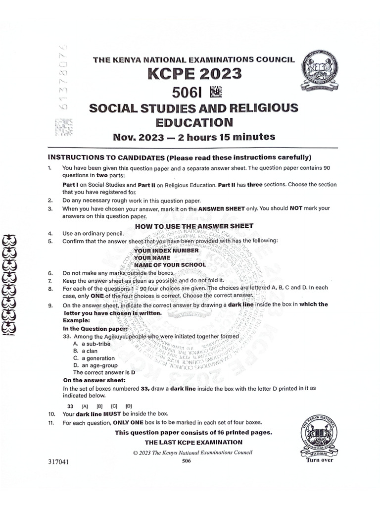 Kcpe 2023 Sstre | PDF