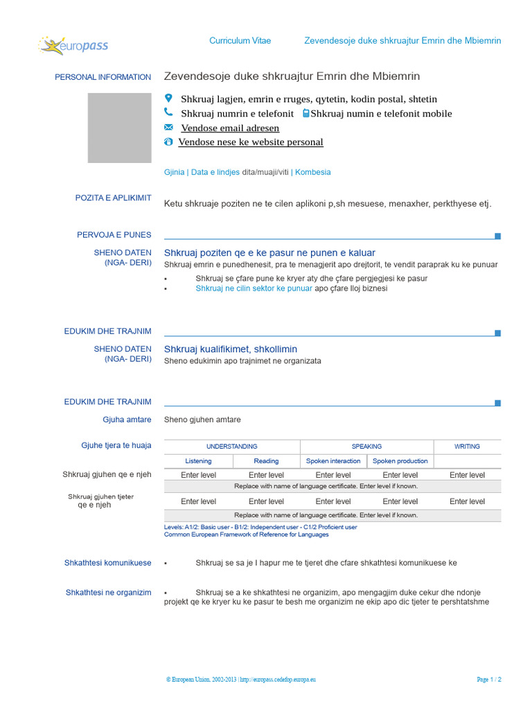 Resume Format Modele Cv Shqip Portfolio/static/Blue.html At Master