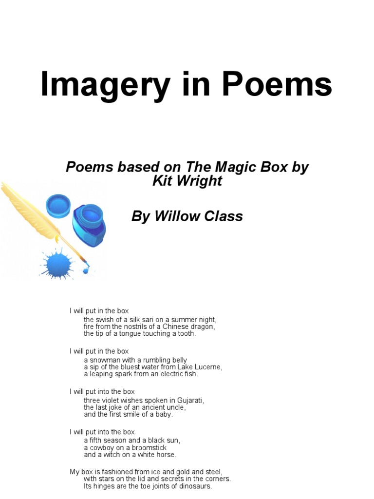 Imagery in Poems: Poems Based On The Magic Box by Kit Wright by Willow ...