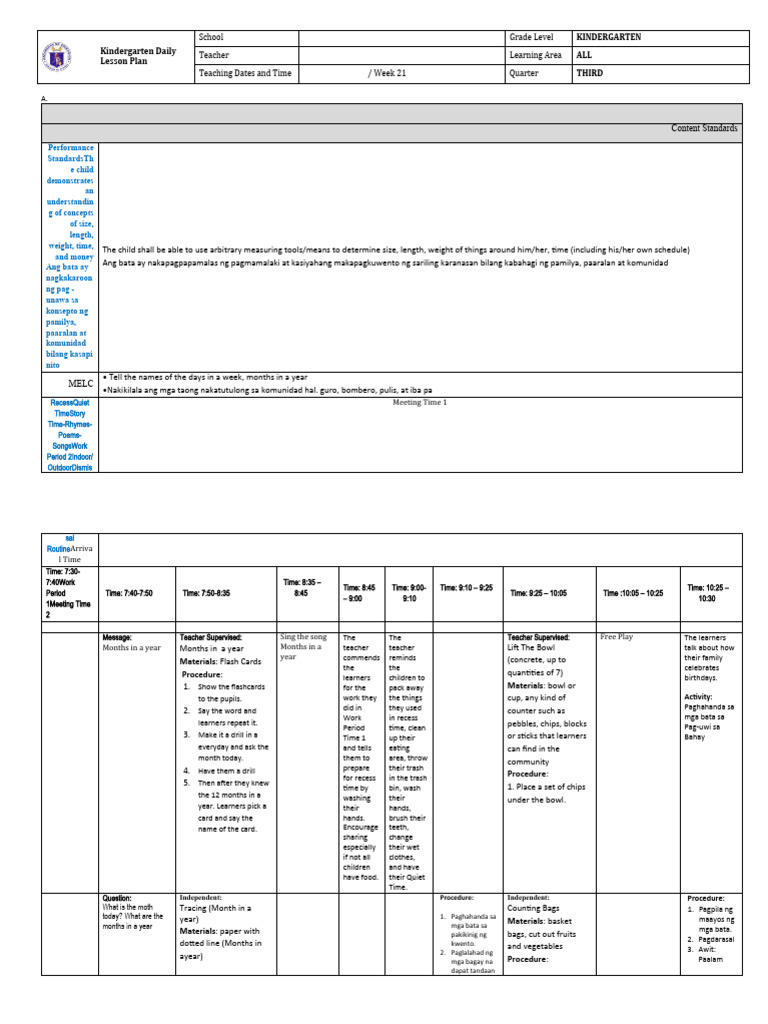 Kinder New DLL Week21 Day3 | PDF | Flashcard | Cognition