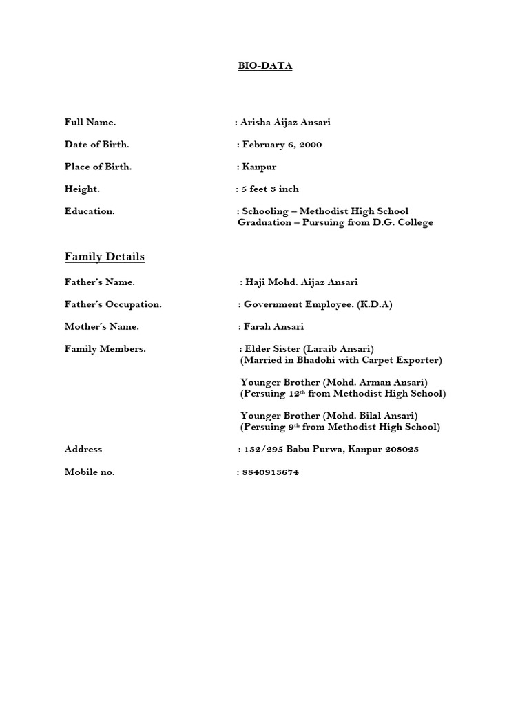 Bio Data | PDF
