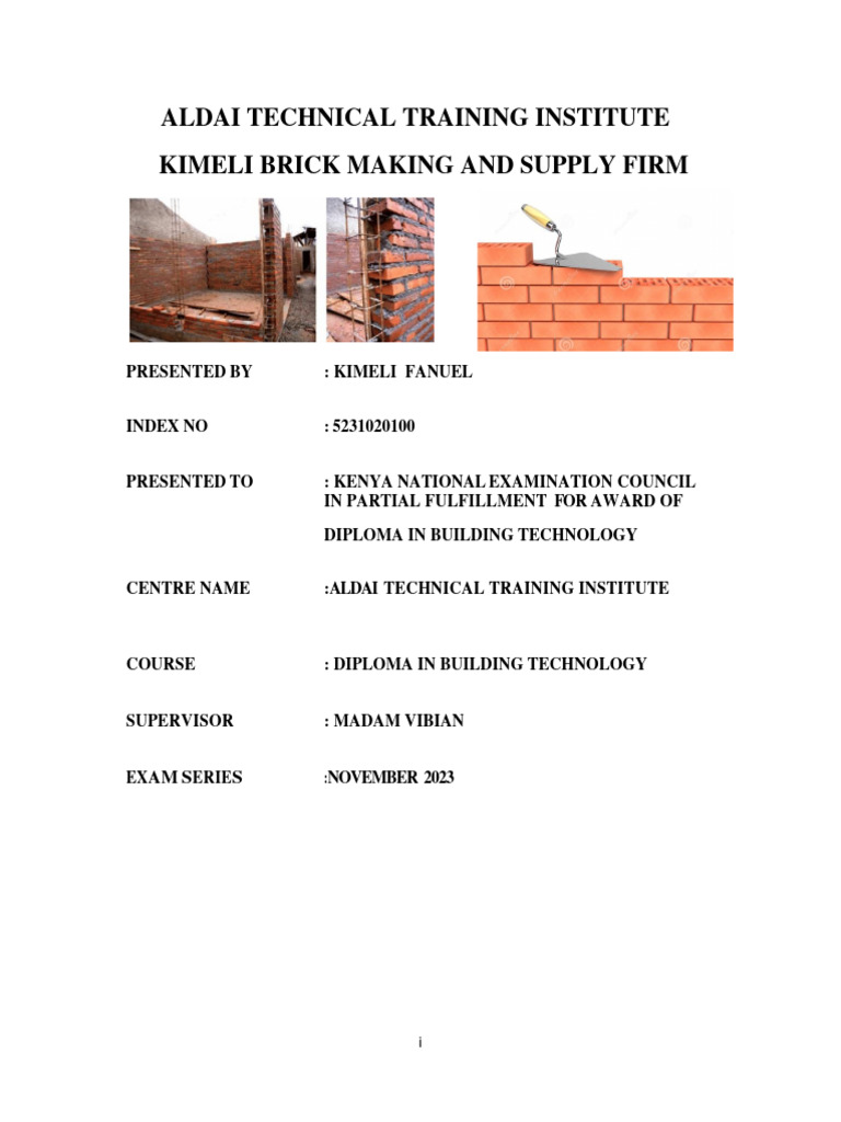 Fanuel Kimeli BRICK MAKING BUSINESS PLAN | PDF | Sales | Business