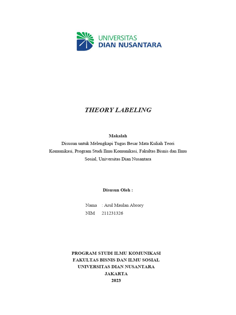 Contoh dan Dampak Teori Labeling | PDF