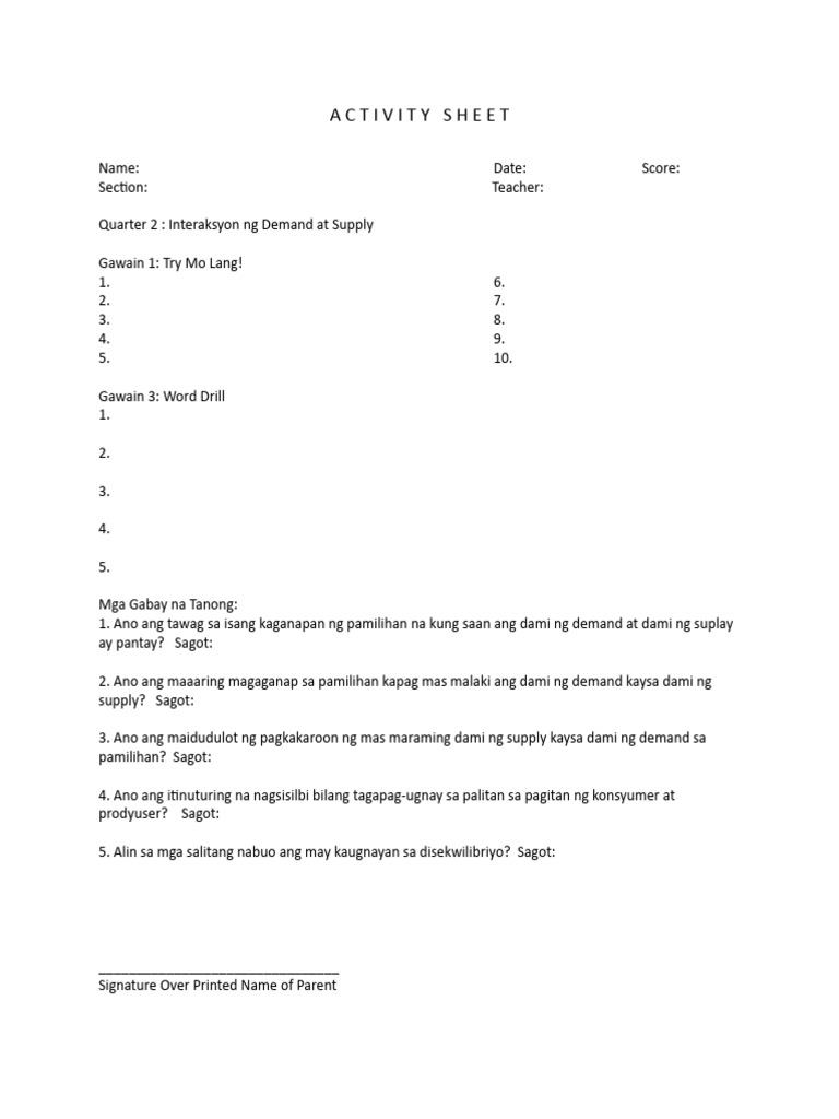 Activity Sheet | PDF