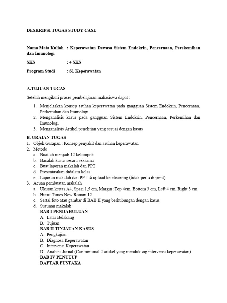 DESKRIPSI TUGAS STUDY CASE Apendisitis | PDF