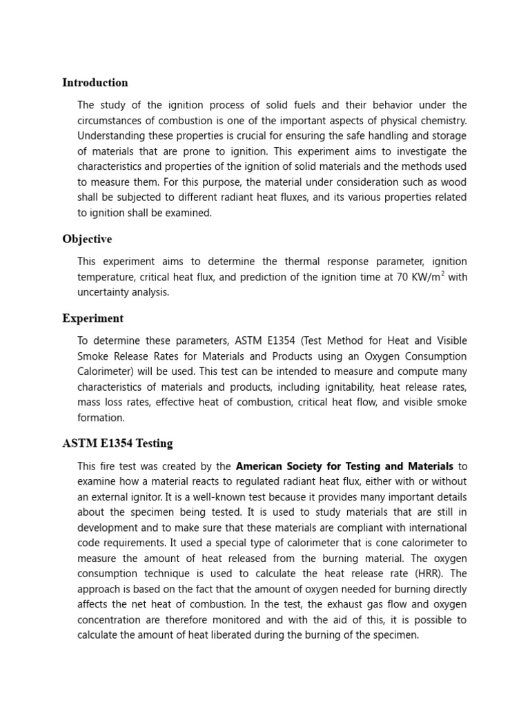 ASTM E1354 Report | PDF | Combustion | Heat