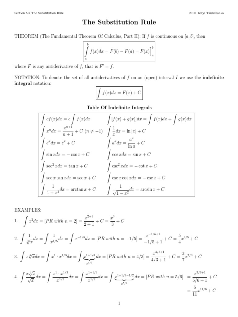 SECTION 5.5 the Substitution Rule | PDF | Mathematical Physics | Analysis SECTION 5.5 the Substitution Rule | PDF | Mathematical Physics | Analysis