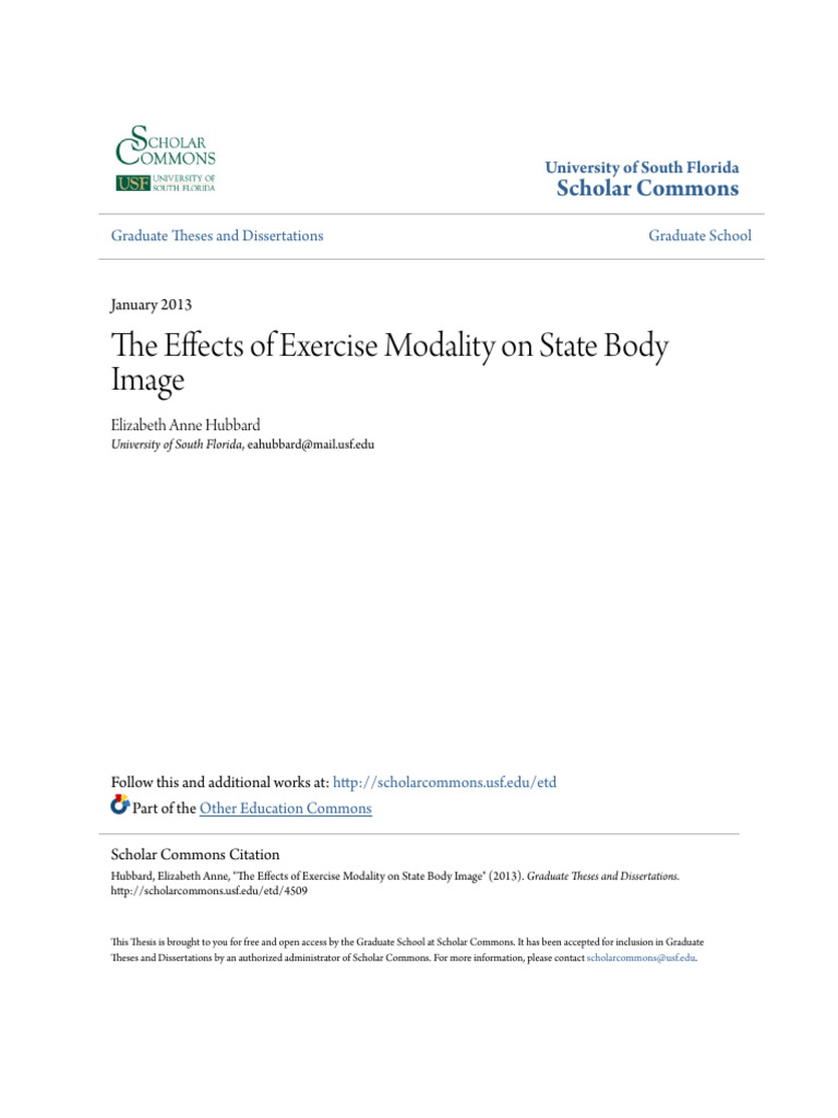THESIS 6 The Effects of Exercise Modality On State Body Image | PDF ...