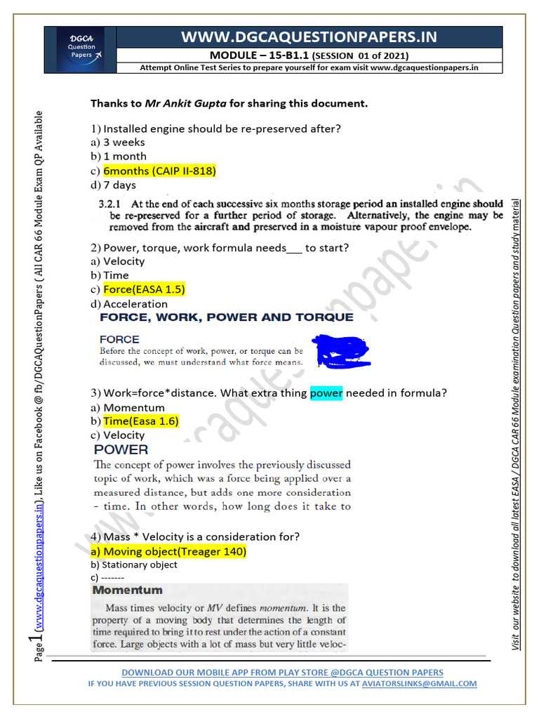 Dgca Module 15 B1.1 Session 01 of 2021 | PDF | Mechanical Engineering | Machines