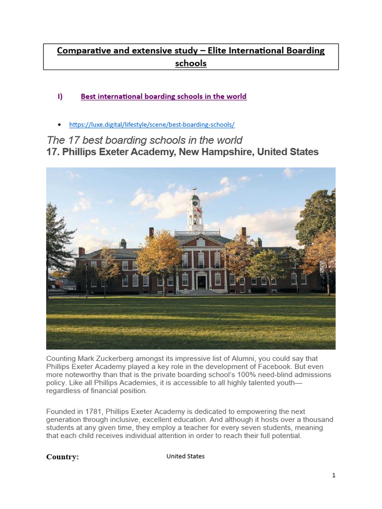 Extensive Study - Boarding Schools | PDF