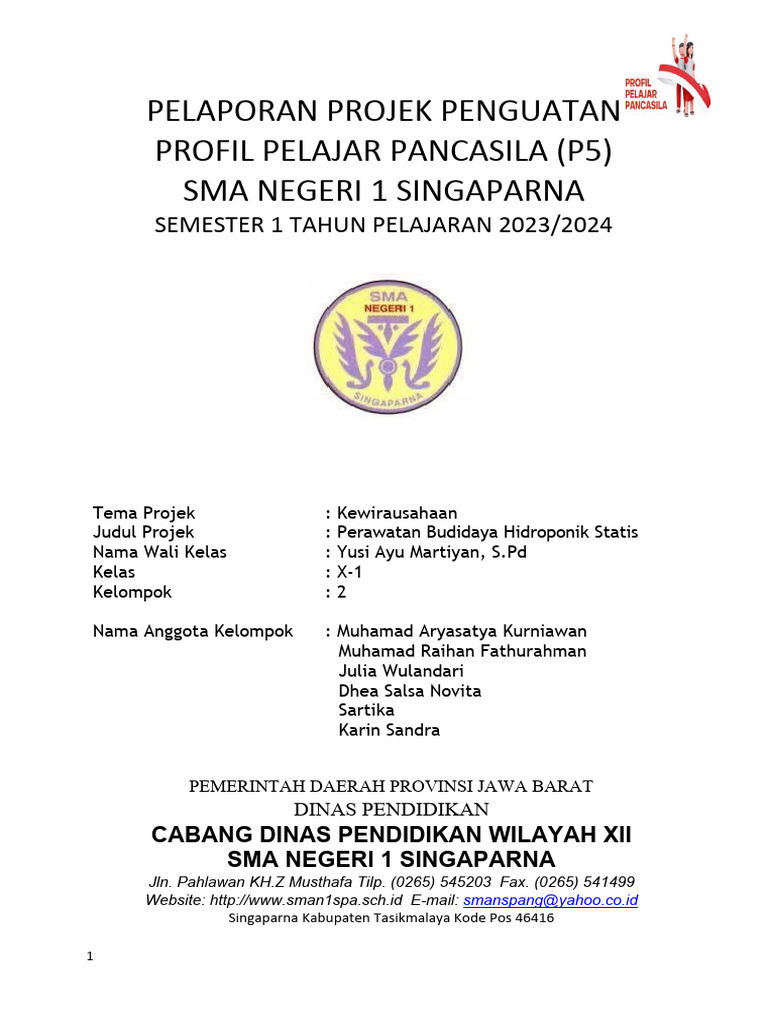 Contoh Cover Pelaporan P5 Revisi | PDF
