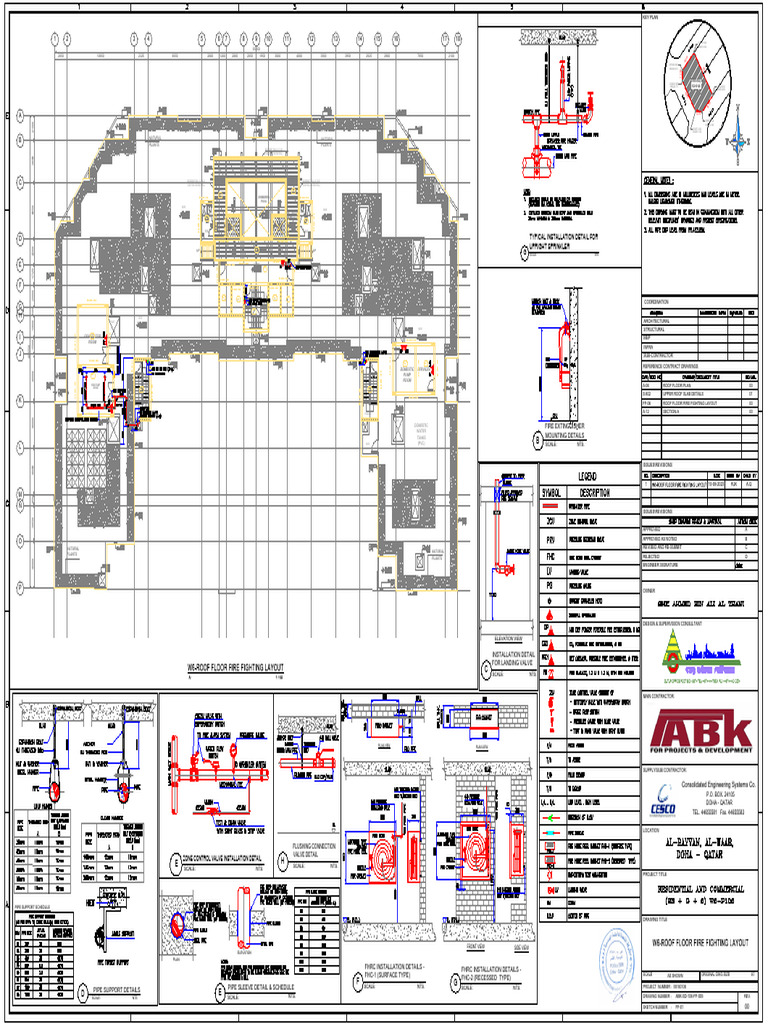 W6-Roof Floor Fire Fighting Layout: Typical Installation Detail For ...