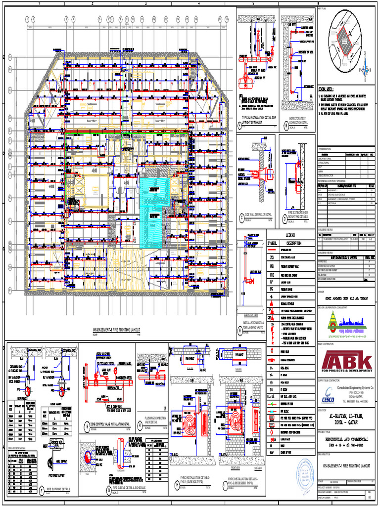 W6-Basement-1 Fire Fighting Layout: Typical Installation Detail For ...