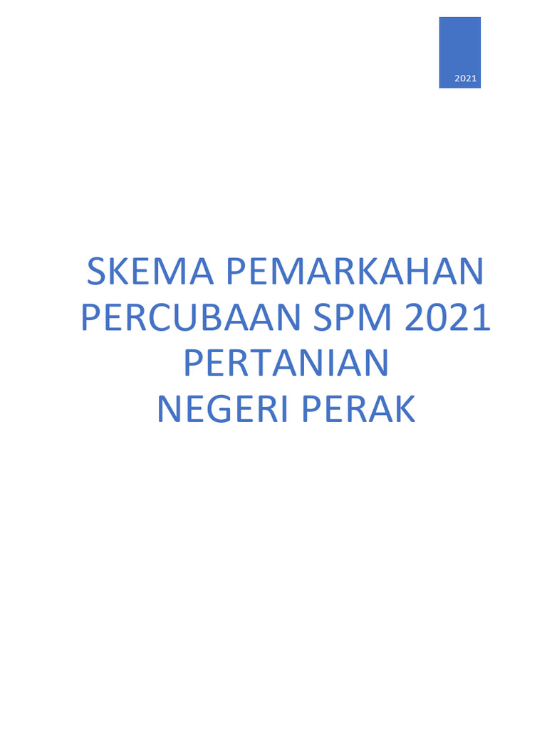 Skema Pemarkahan Pertanian SPM 2021 | PDF