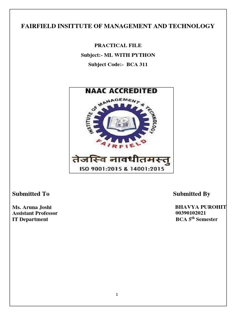 ML With Python | PDF