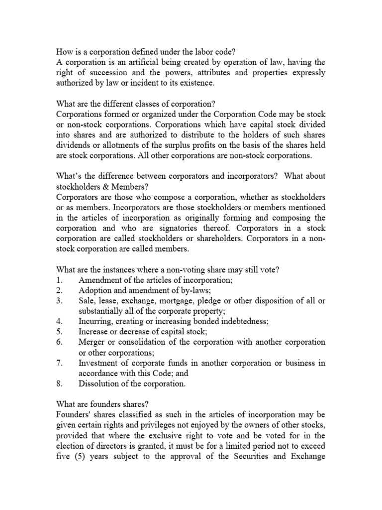 FAQ - Corporation | PDF