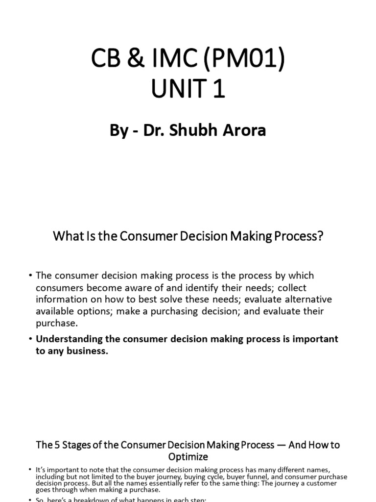 Unit 1 CB & IMC | PDF