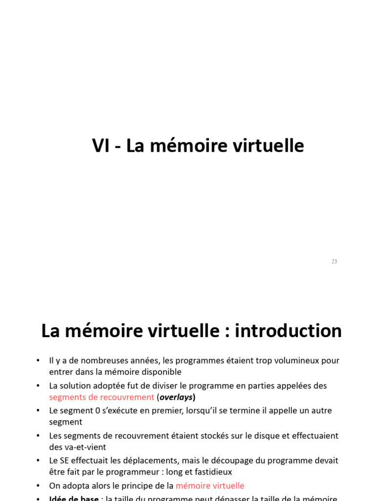 Introduction à la Mémoire Virtuelle | PDF | Mémoire (informatique) | Matériel informatique