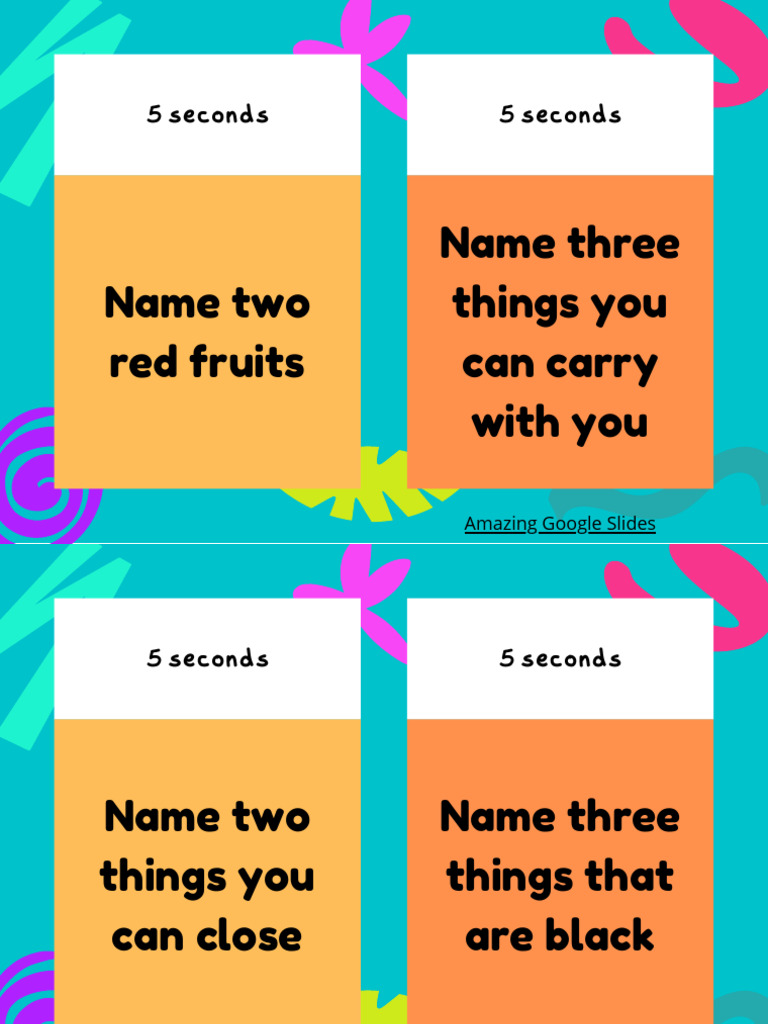 Name 2 Name 3 5 Seconds Warm Up | PDF | Home & Garden