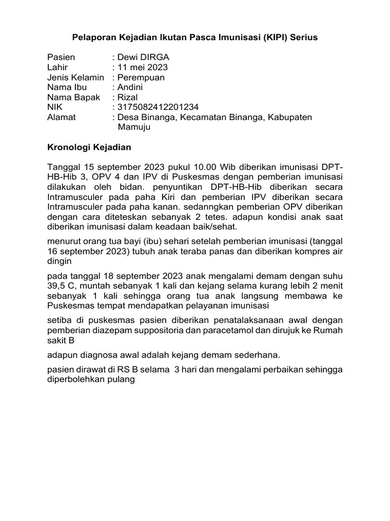 Contoh Kasus KIPI | PDF