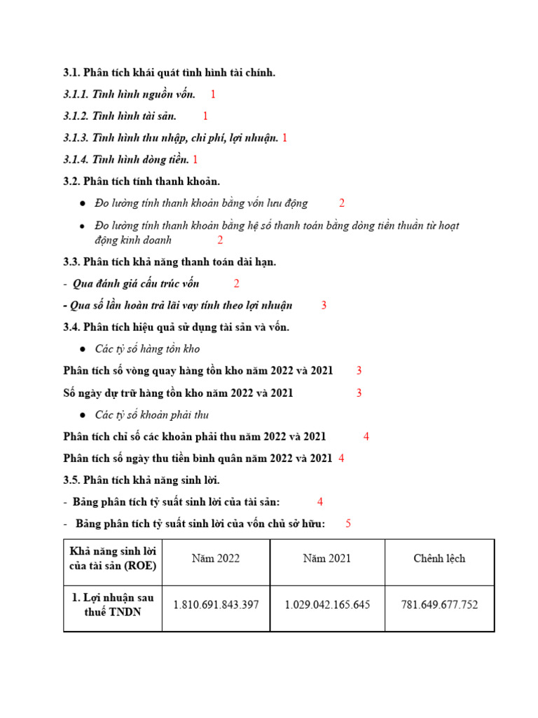 Dàn Bài PTBCTC | PDF
