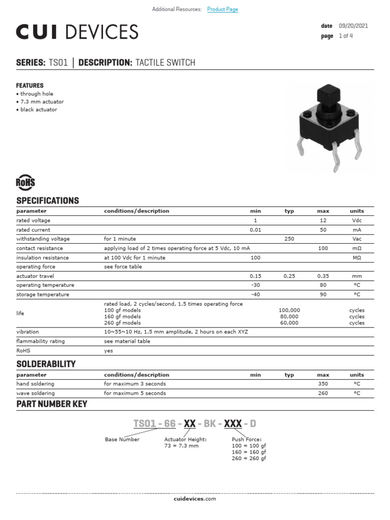 TS01 | PDF | Switch | Electrical Resistance And Conductance