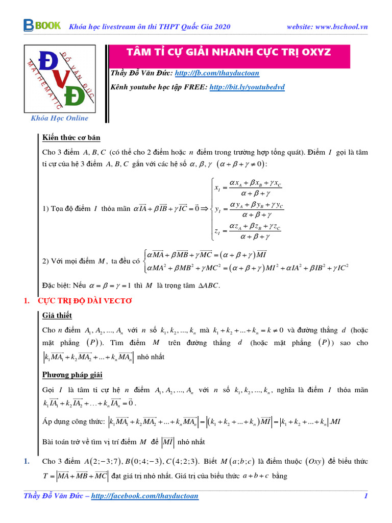 (Đỗ Văn Đức) Tâm Tỉ Cự Giải Nhanh Bài Toán Cực Trị Oxyz | PDF