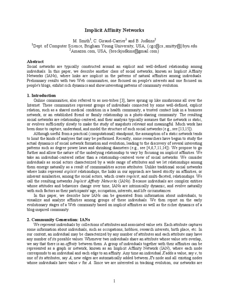 Implicit Affinity Networks Explained | PDF | Social Capital | Social ...