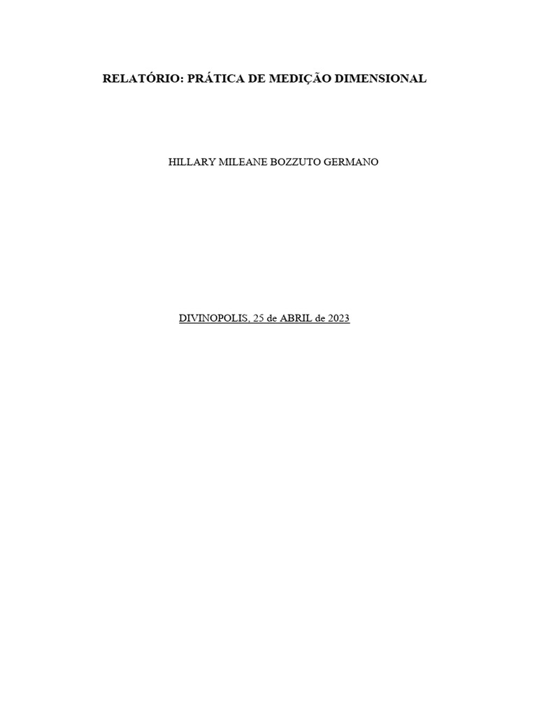 Relatorio Pratica de Medicao Dimensional | PDF