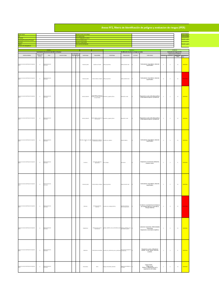 Matrices de Riesgos - 13. Exposición A Ruido Anexo N°2 Matriz de Riesgo | PDF | Riesgo ...