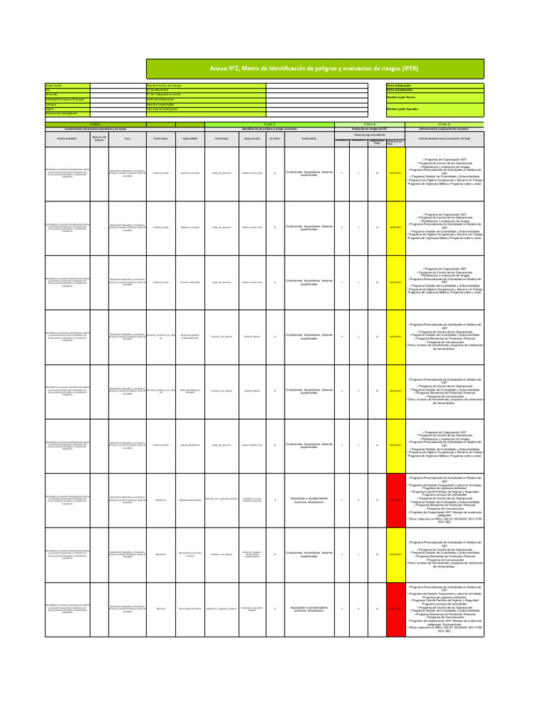 Matrices de Riesgos_16. TMERT Anexo N°2 Matriz de Riesgo | PDF | Riesgo | Higiene Ocupacional