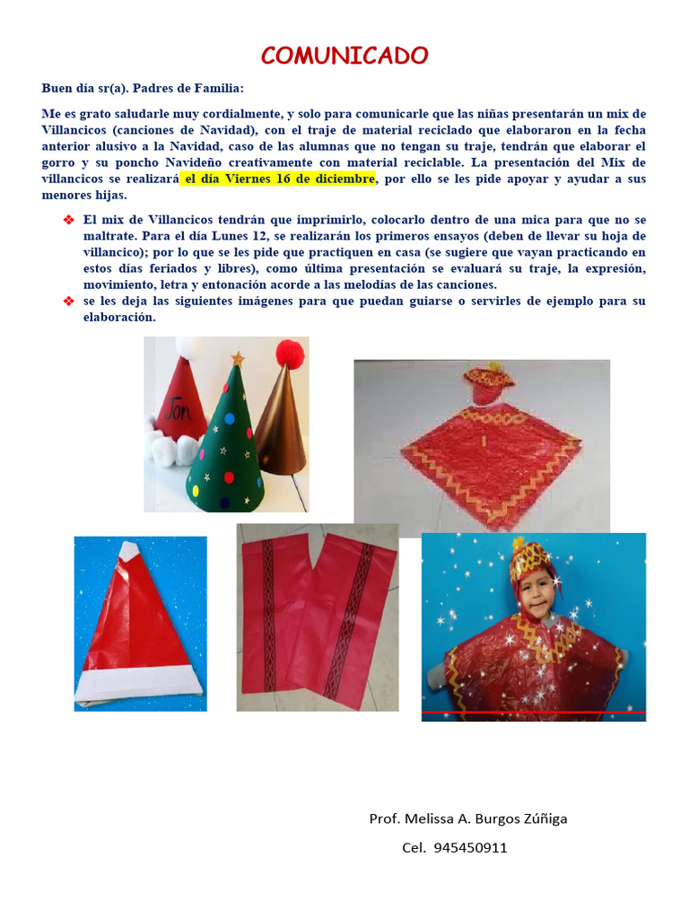 Comunicado Navidad | PDF | Villancicos | Navidad