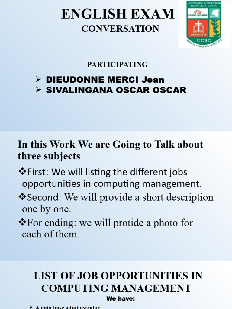 Conversation Exam | PDF | Computing | Consultant