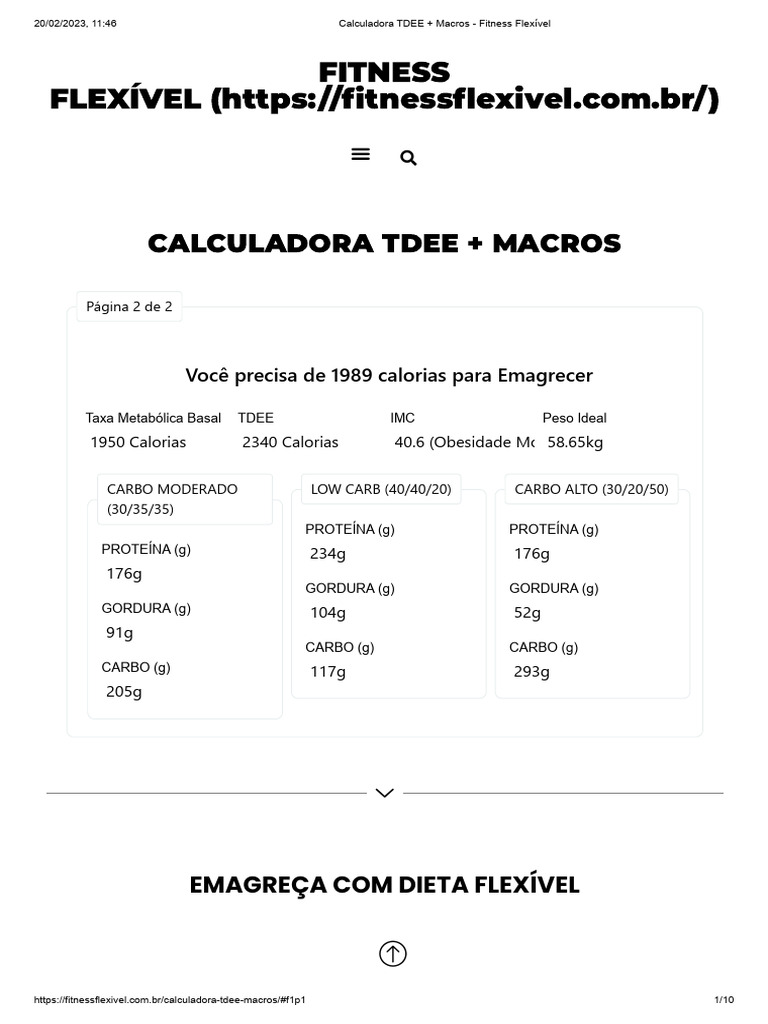 Calculadora TDEE + Macros - Fitness Flexível | PDF | Músculo ...