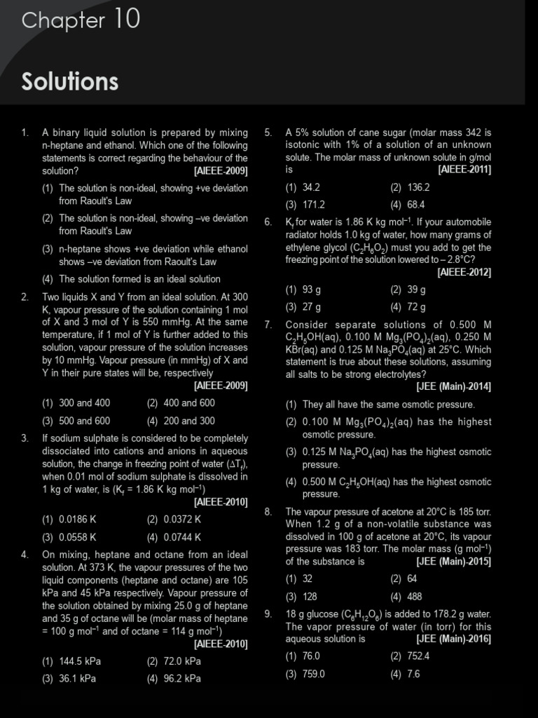 Dilute Solutions | PDF | Materials | Quantity