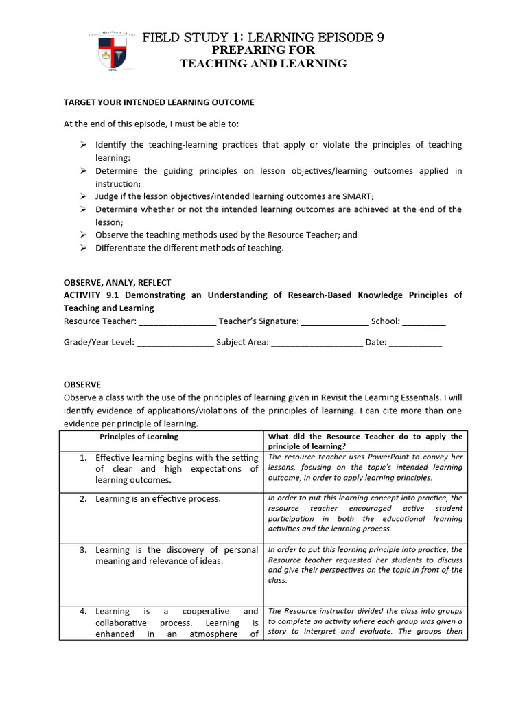 fs1 Ep 9 Updated | PDF | Learning | Teachers