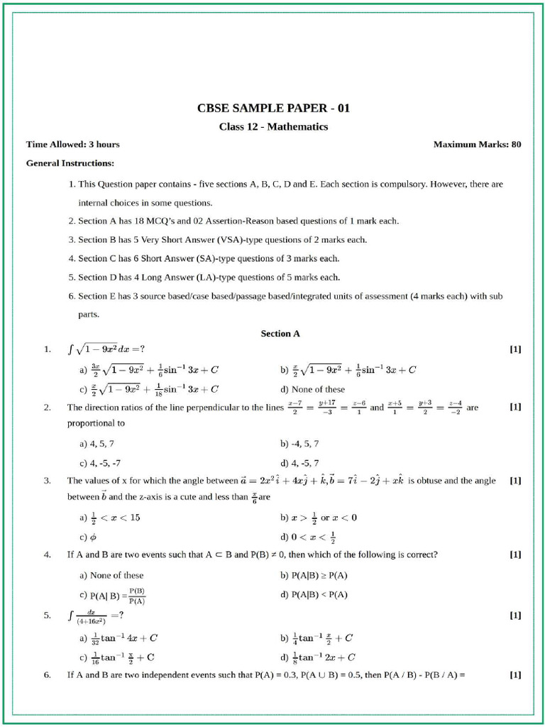 Mathematics 2023 Set - 1 | PDF