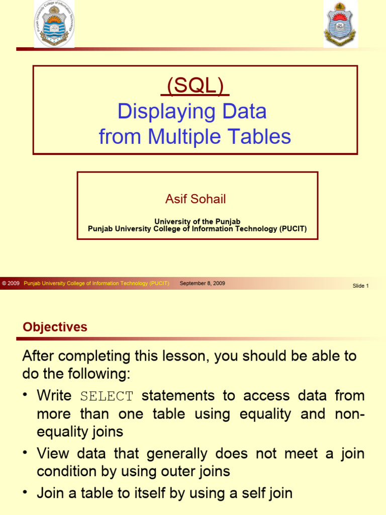 SQL-5 Joins F22 | PDF | Software Engineering | Computing