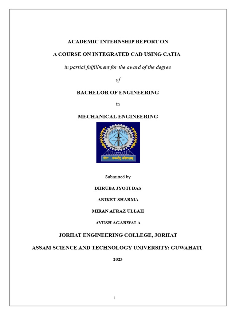 INTERNSHIP PROJECT Catia Final | Download Free PDF | Computer Aided ...