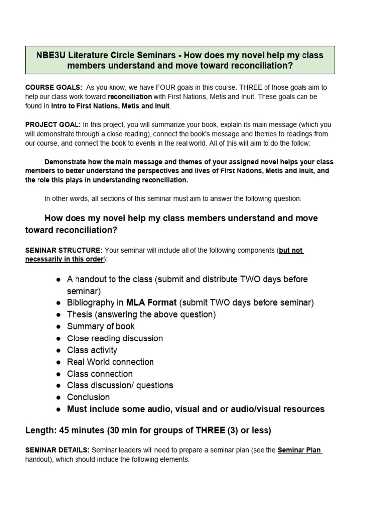 Literature Circle Seminar Summative | PDF | Communication | Human ...