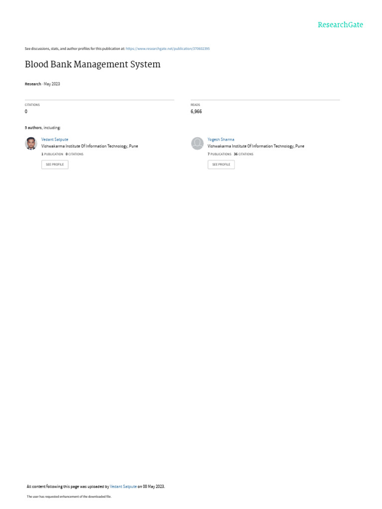 Blood Bank Management System Research Paper | PDF | Blood Donation ...