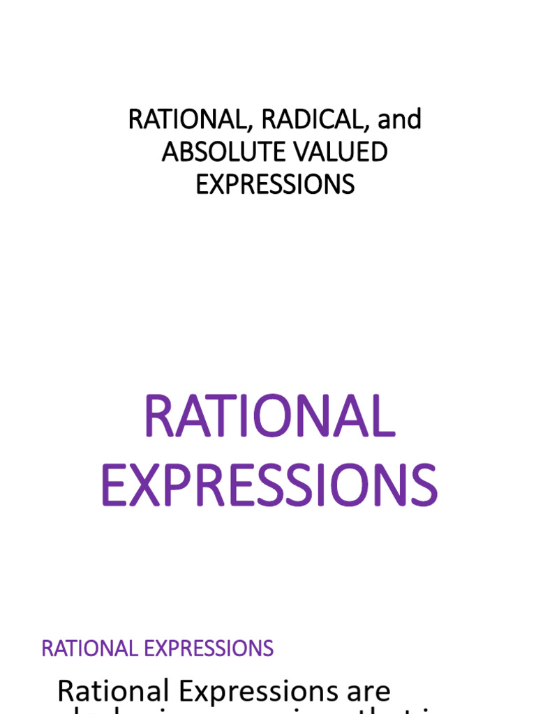 RATIONAL RADICAL and ABSOLUTE VALUED EXPRESSIONS | PDF | Rational ...