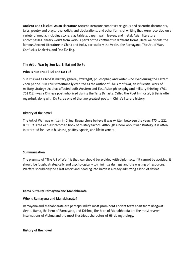 Ancient and Classical Asian Literature Rowee Villanueva | PDF | The Art ...