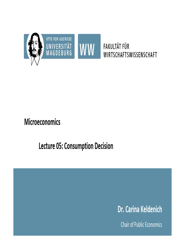 Micro Lecture 05 - Consumption Decision | PDF | Utility | Microeconomics