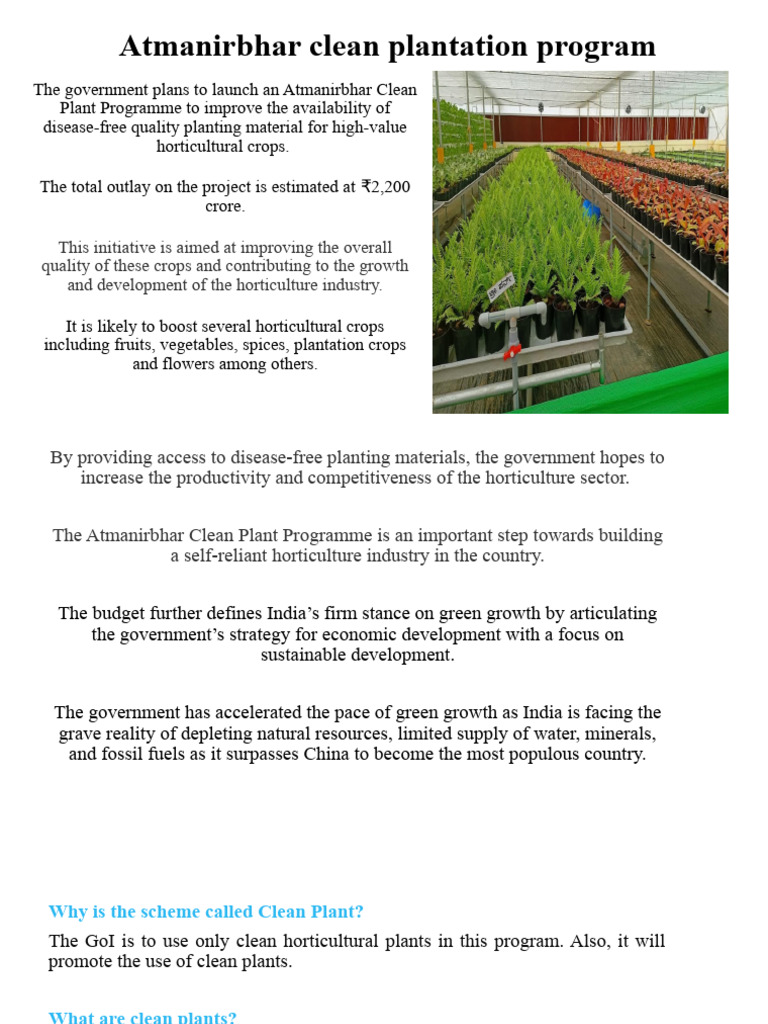 Atmanirbhar Clean Plant | PDF | Sustainability | Horticulture