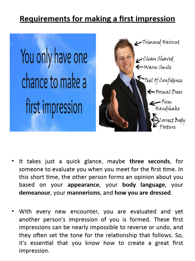 First Impression | PDF | Body Language | Communication