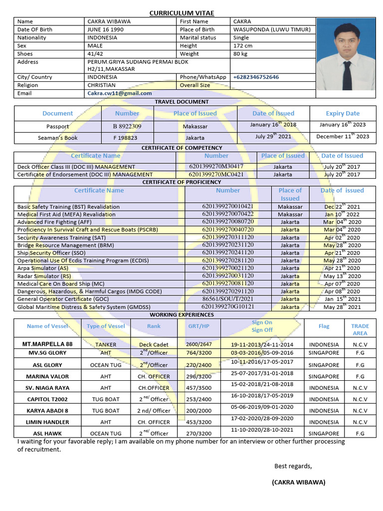 CV - Cakra Wibawa 1 | PDF | Freight Transport | Transport