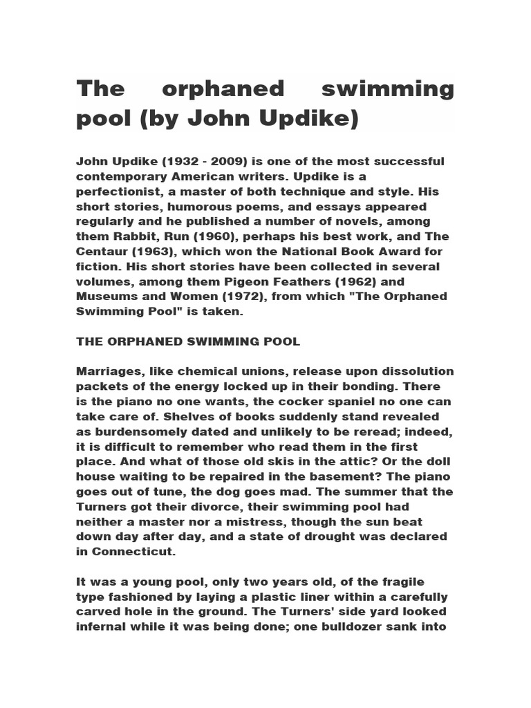 The Orphaned Swimming Pool 1 | PDF | Travel | Mystery, Thriller & Crime Fiction